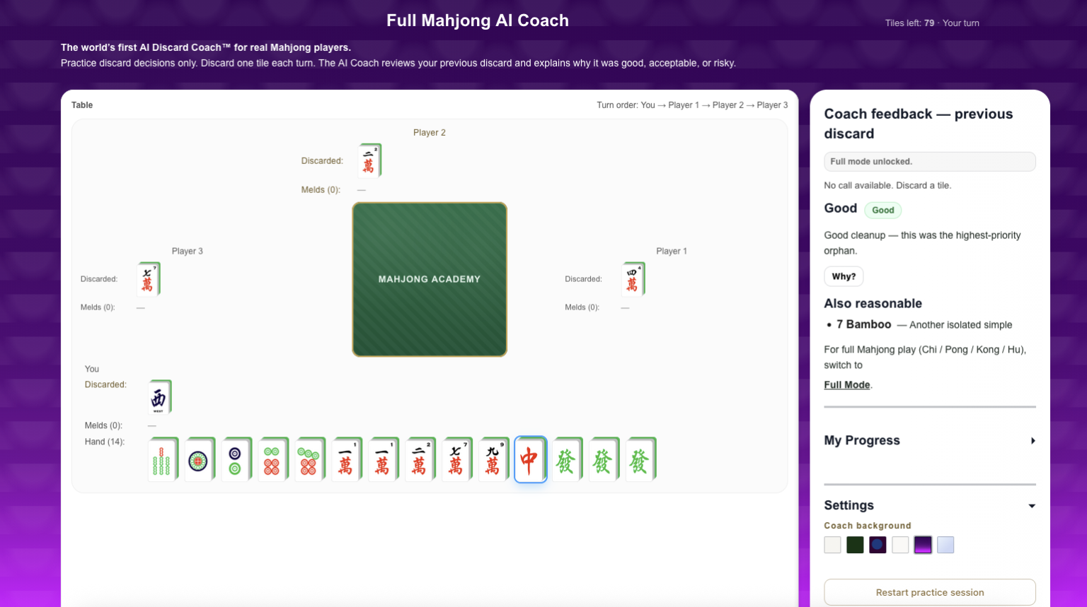 Mahjong AI Coach Pro: Full Mode - Mahjong Academy